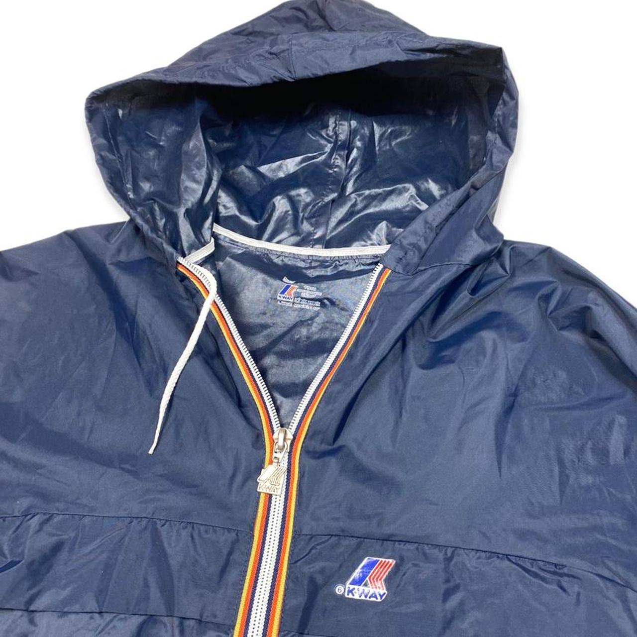 Vintage K-WAY Windbreaker Rain Jacket Navy blue zip... - Depop