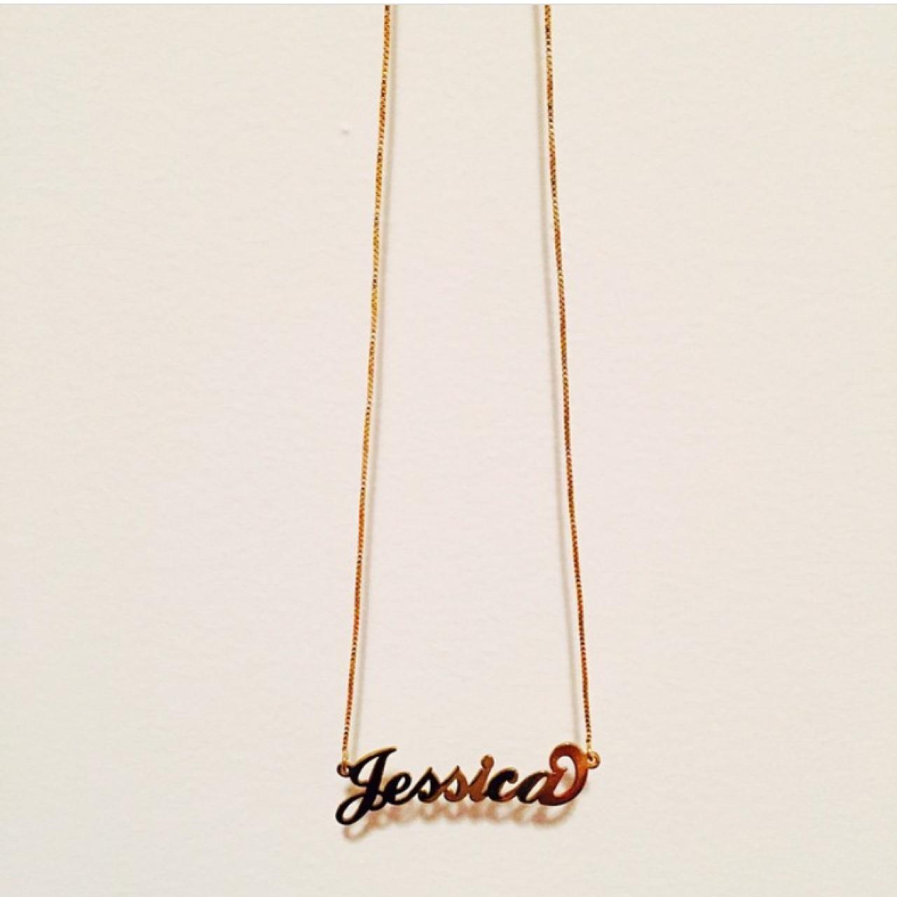 Jessica name necklace. Real plated gold #nameplate... - Depop