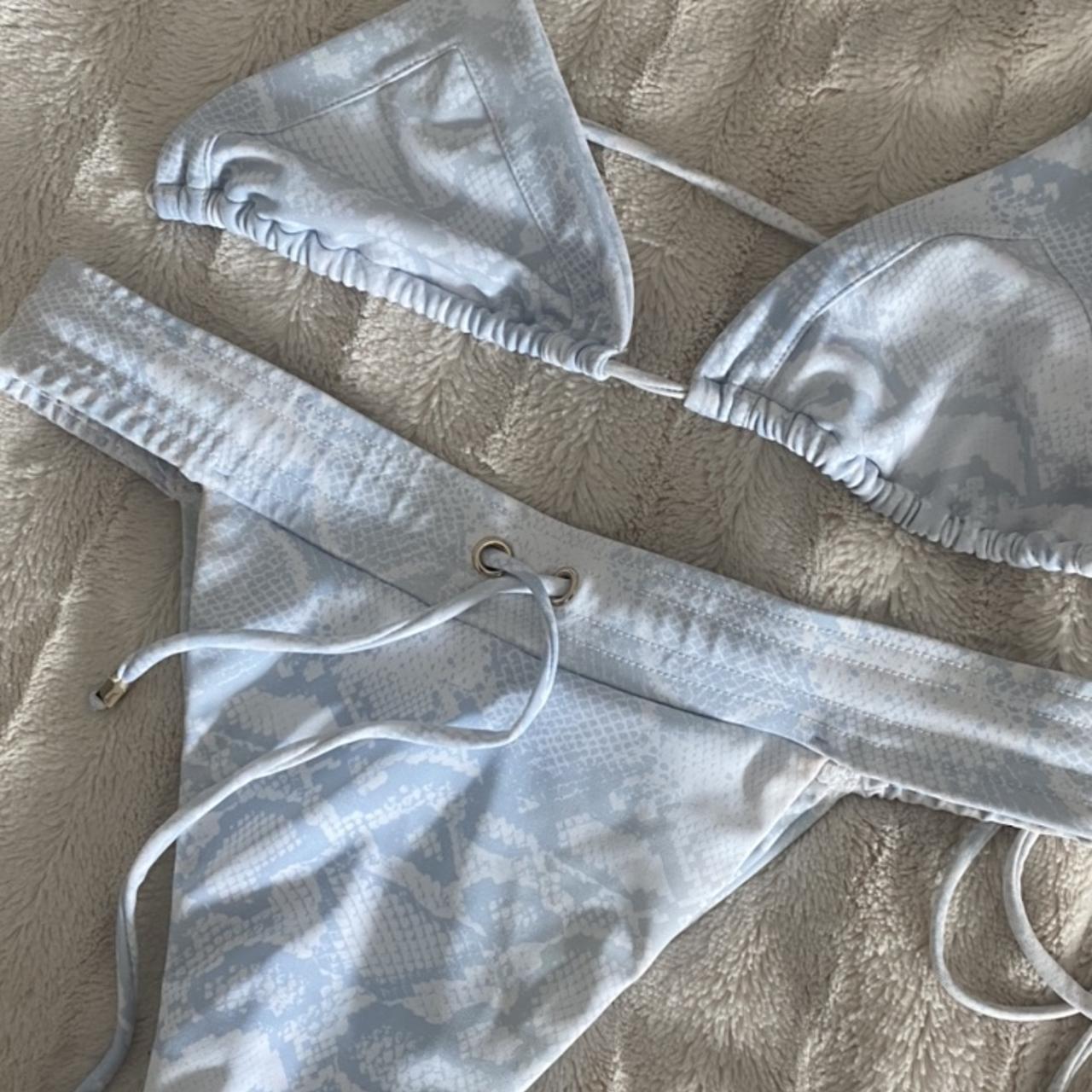 HEART OF SUN white/grey snakeskin swimsuit. worn... - Depop