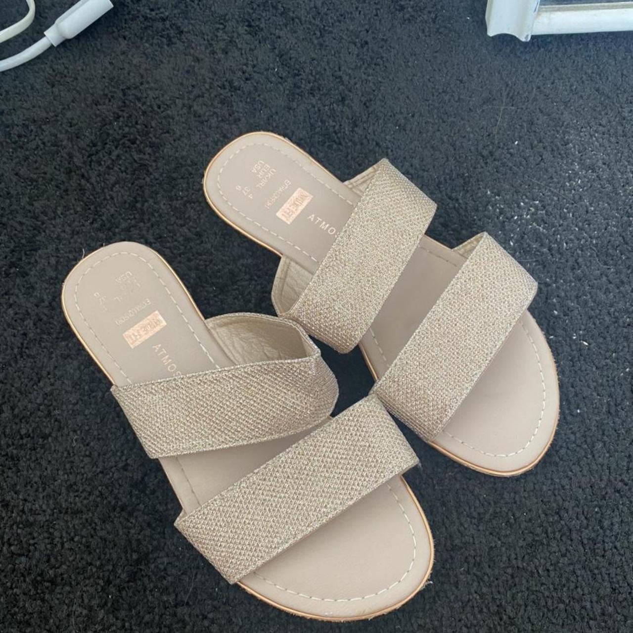Primark rose gold sandal flats size 4 never been... - Depop