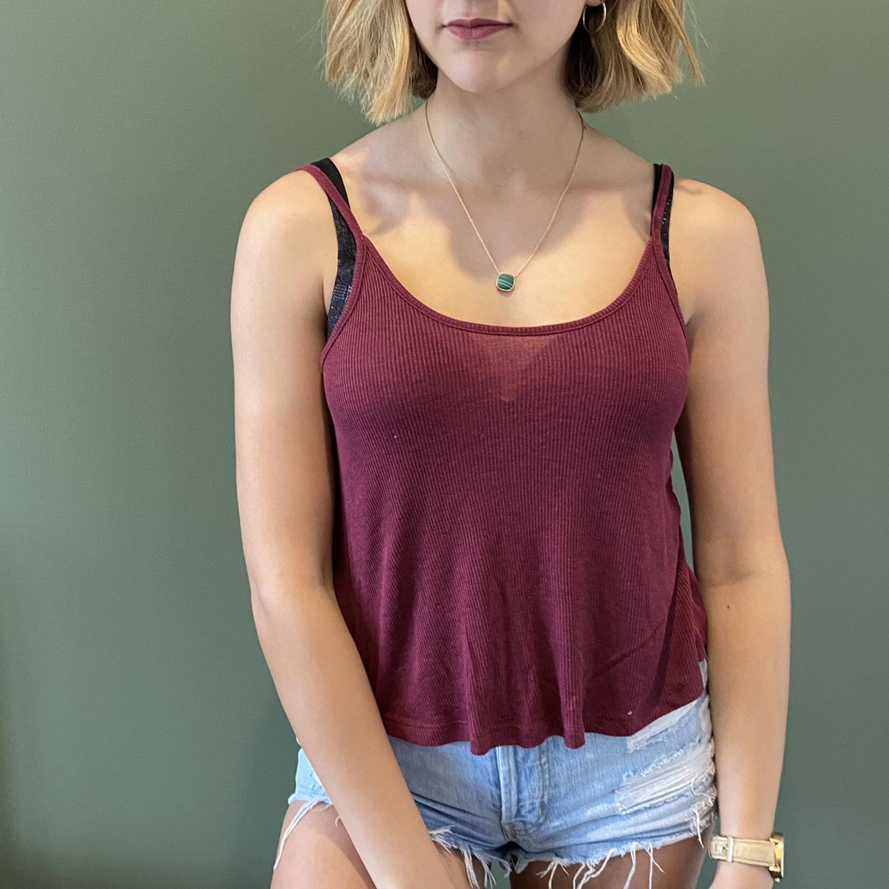 Maroon singlet top from H&M Super lightweight and... - Depop