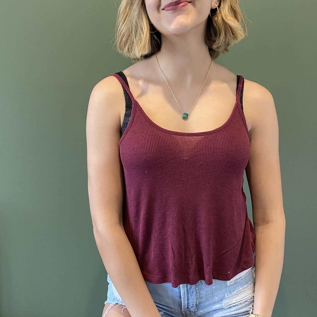 Maroon singlet top from H&M Super lightweight and... - Depop