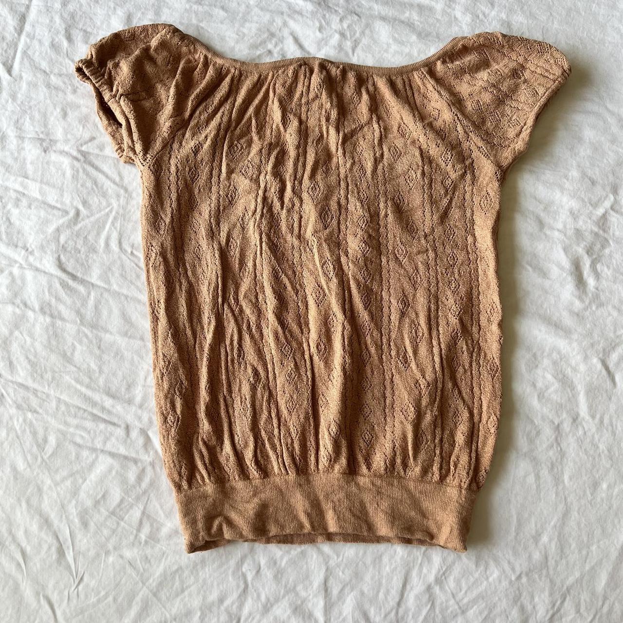 Cute Bebe brand pointelle peachy tan color cap... - Depop