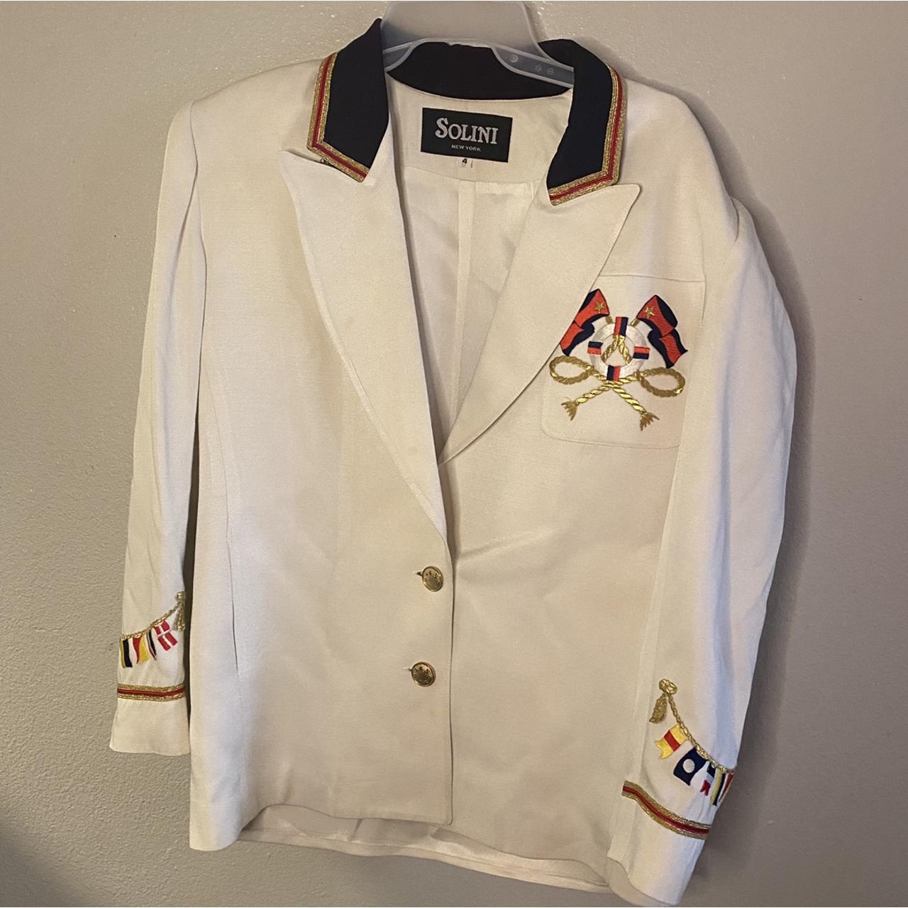 Women's White and Gold Jacket | Depop