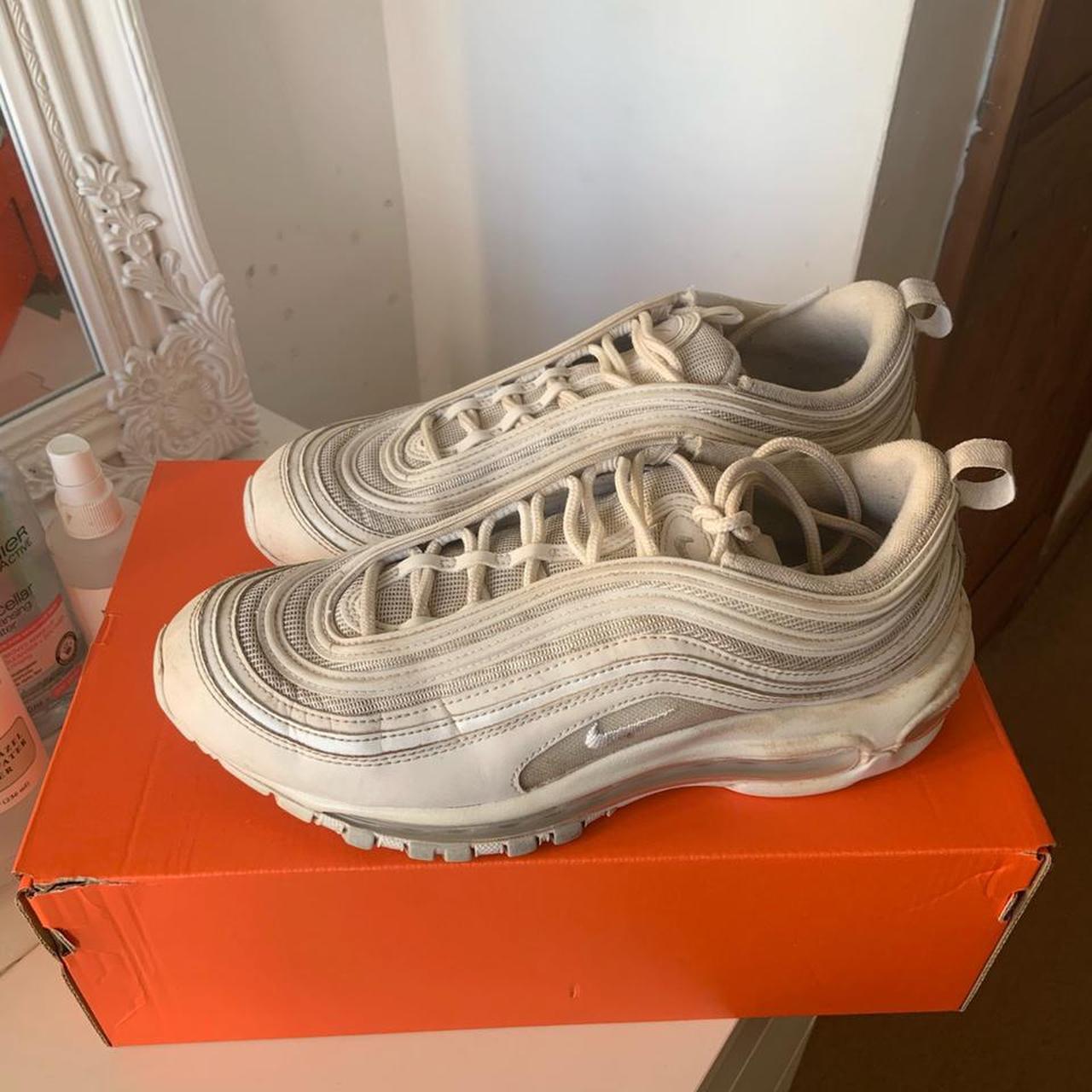 white nike air max 97’s worn but in good condition... - Depop