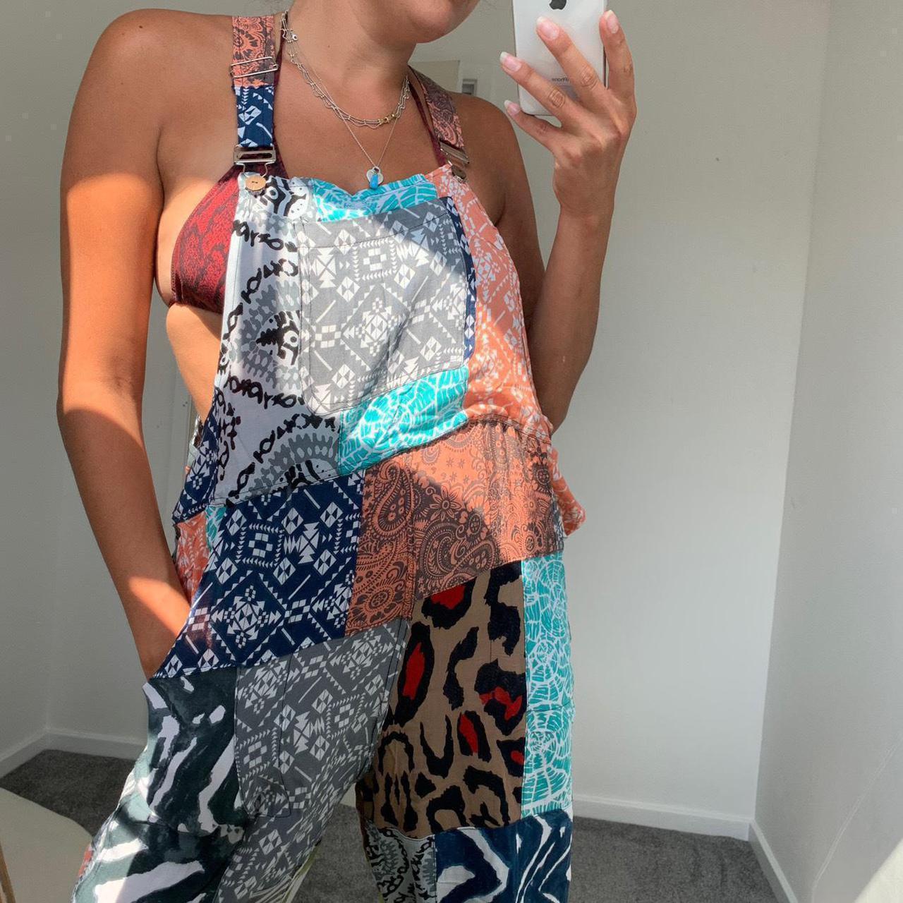 PATCHWORK DUNGAREES 🌻 ~ Made from 100% recycled... - Depop