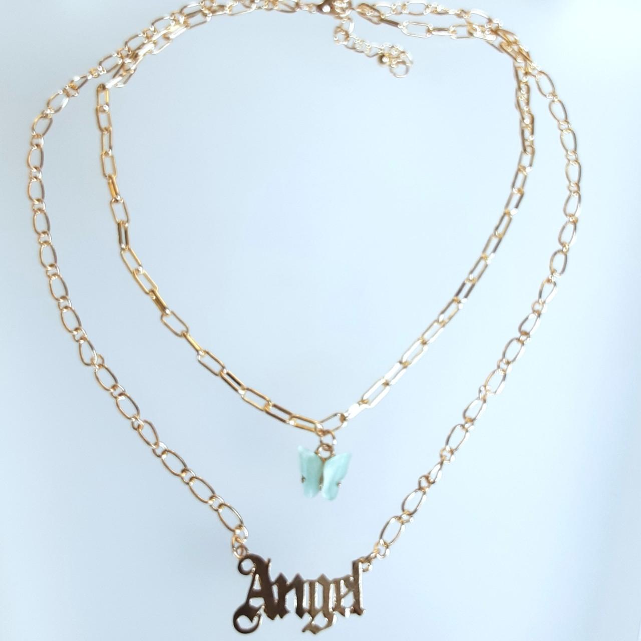 Brand New Two Layered Angel and Butterfly Chain... - Depop