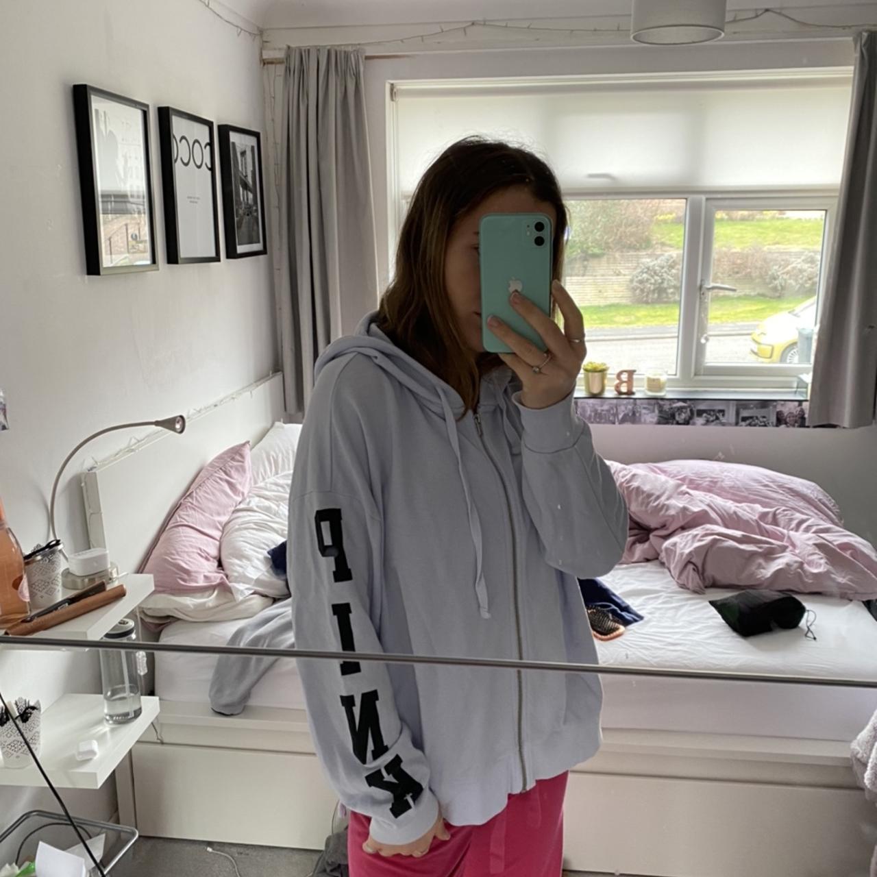Victorias Secret Pink Oversized Zip Up Hoodie Depop
