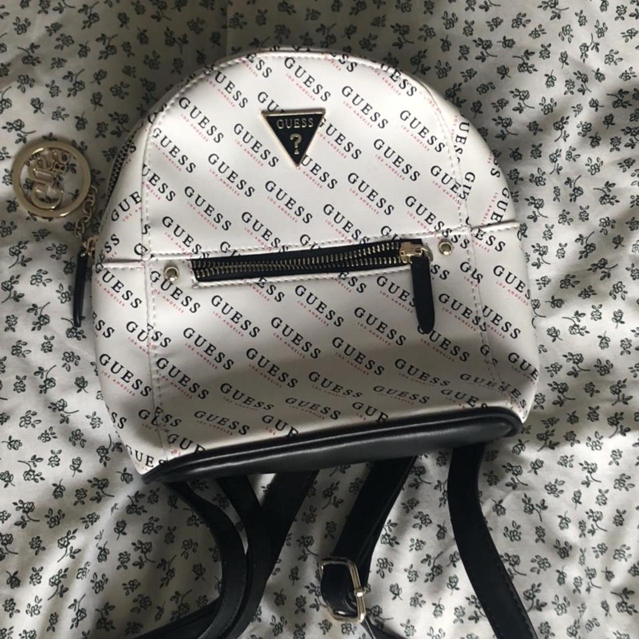 Really cute guess mini backpack, white and black... - Depop