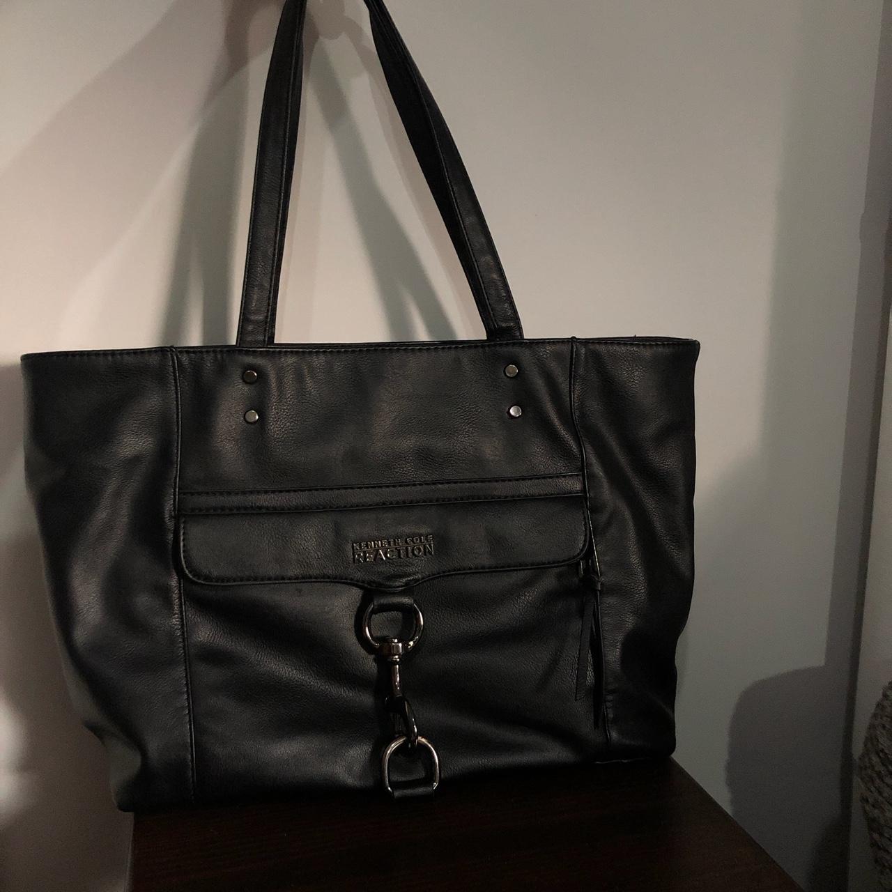 Kenneth Cole Reaction - Black leather tote bag -... - Depop