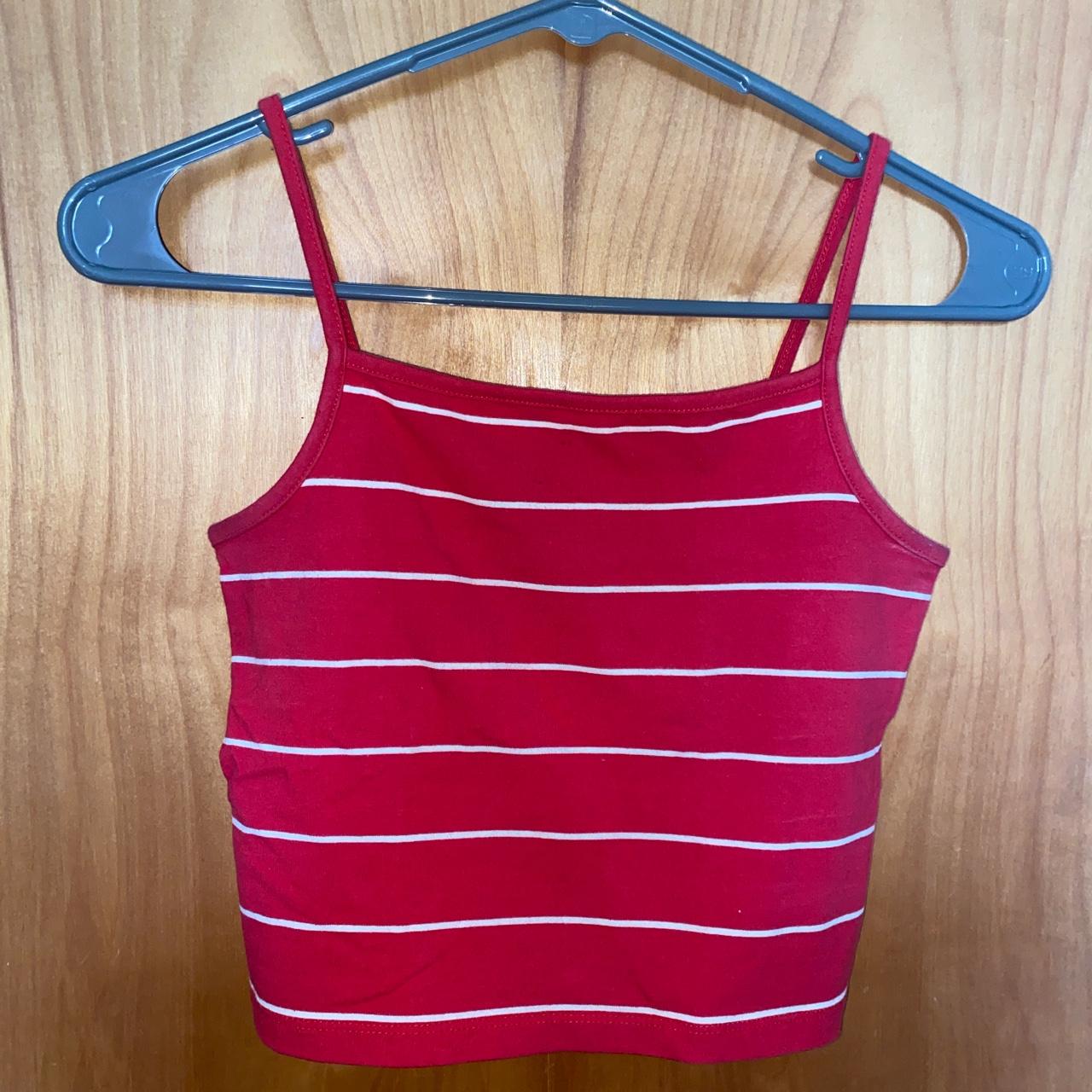striped red crop tank - Depop