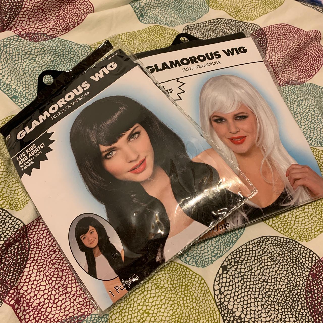 White and Black Party City Synthetic Wigs Great for... - Depop