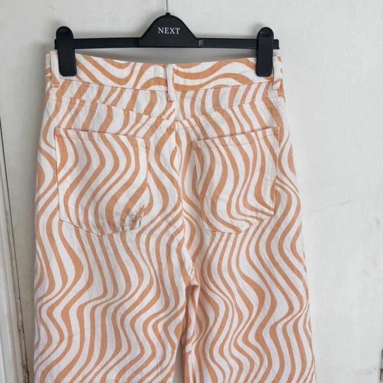 zara orange swirl pattern jeans only worn a few... - Depop