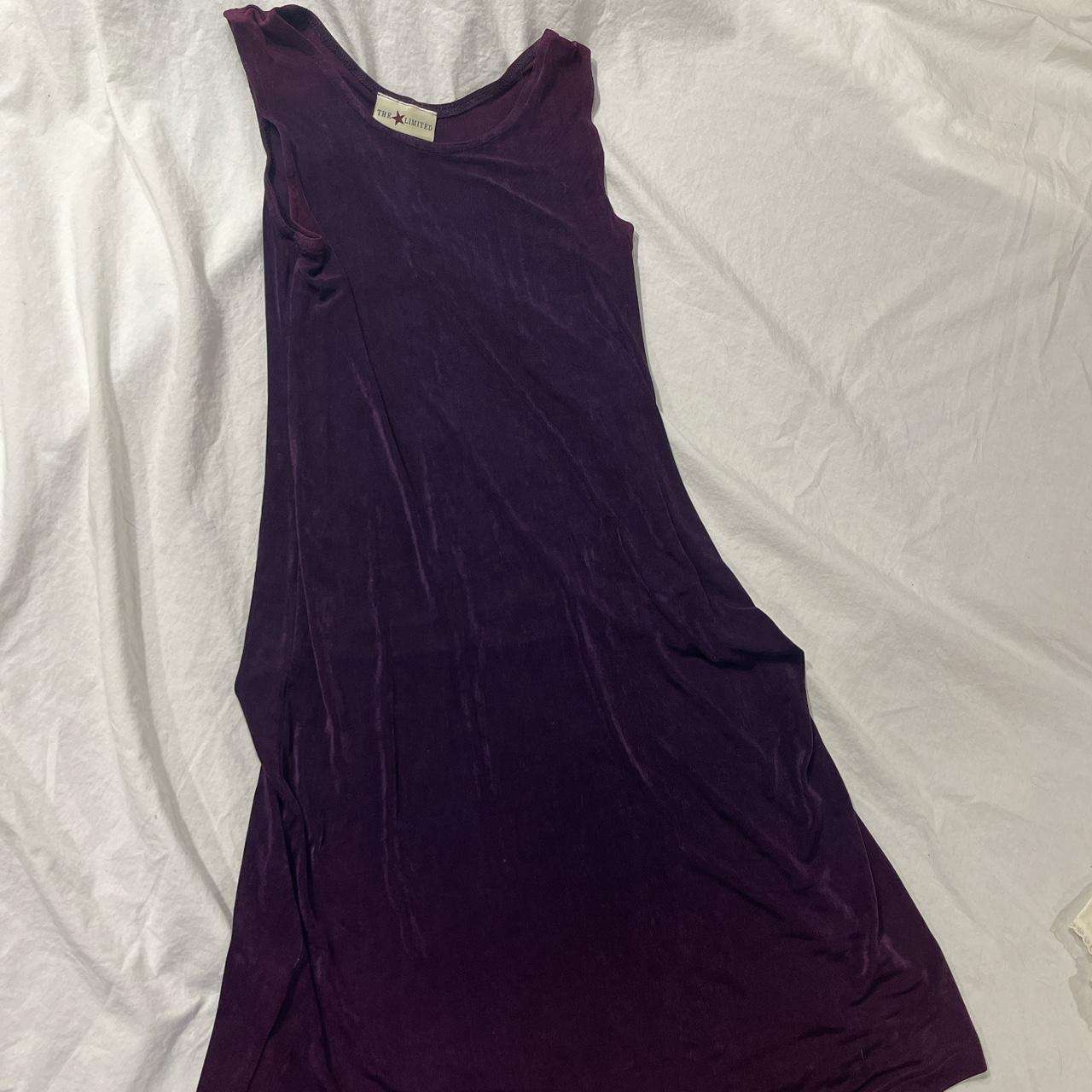 midi length comfy stretchy deep purple dress from... - Depop