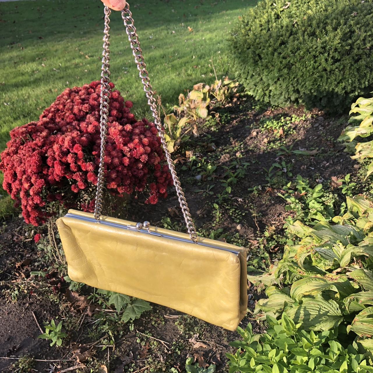 🤢PUKE GREEN Y2K CLUTCH PURSE🤢 🤢silver chain... - Depop