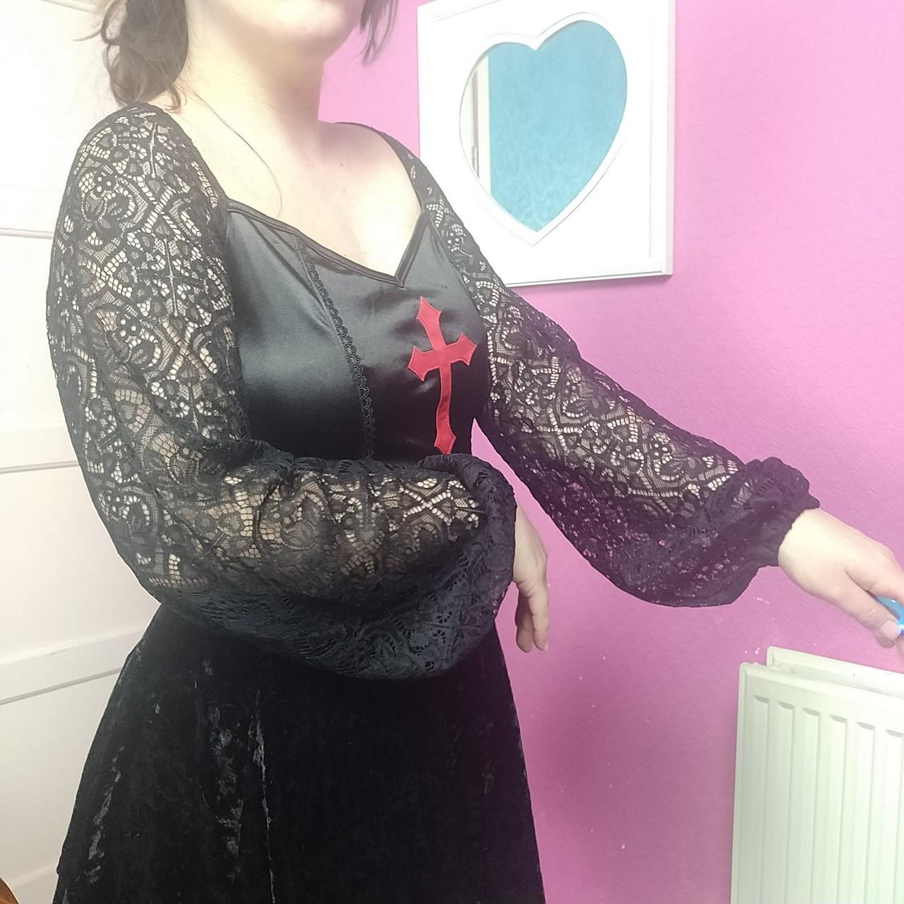 Goth top with crucifix, empire sleeves and... - Depop