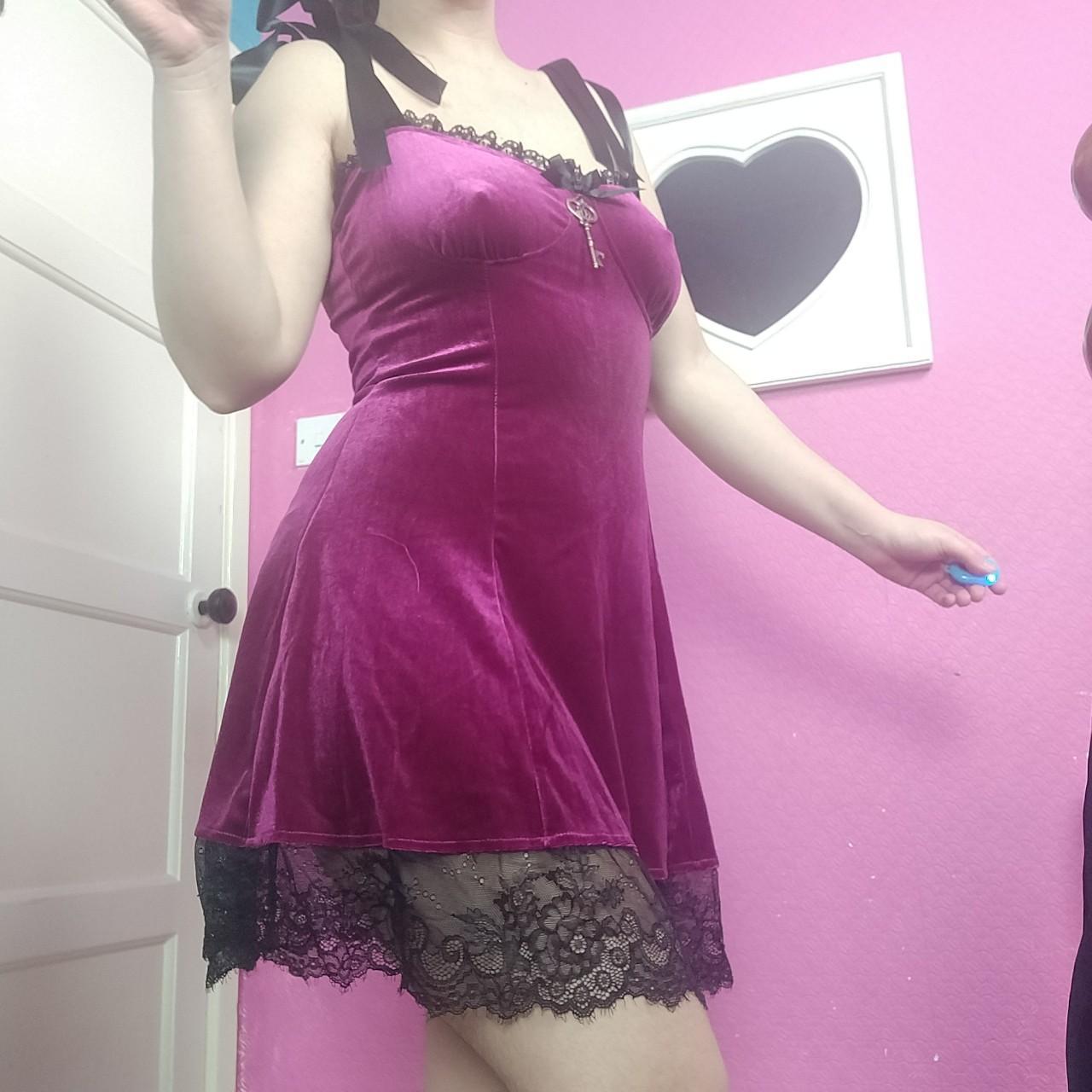 Goth dress Super romantic fuschia / purple velvet... - Depop