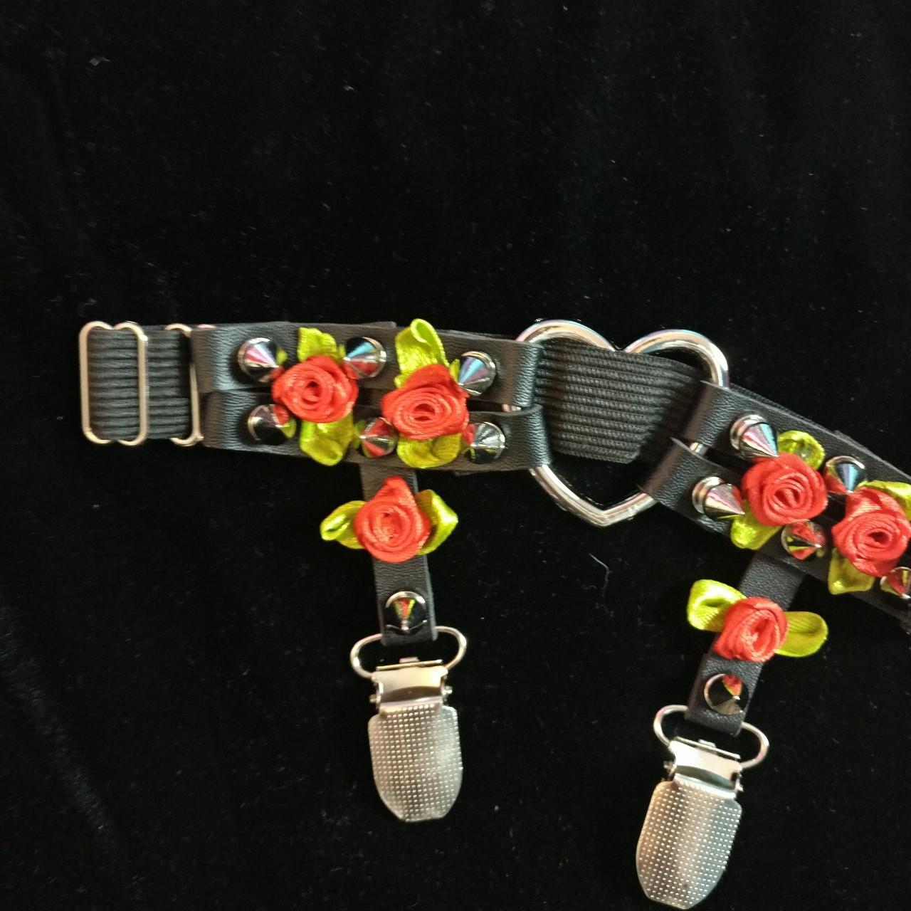 Goth garters Floral spiked garters in black and... - Depop