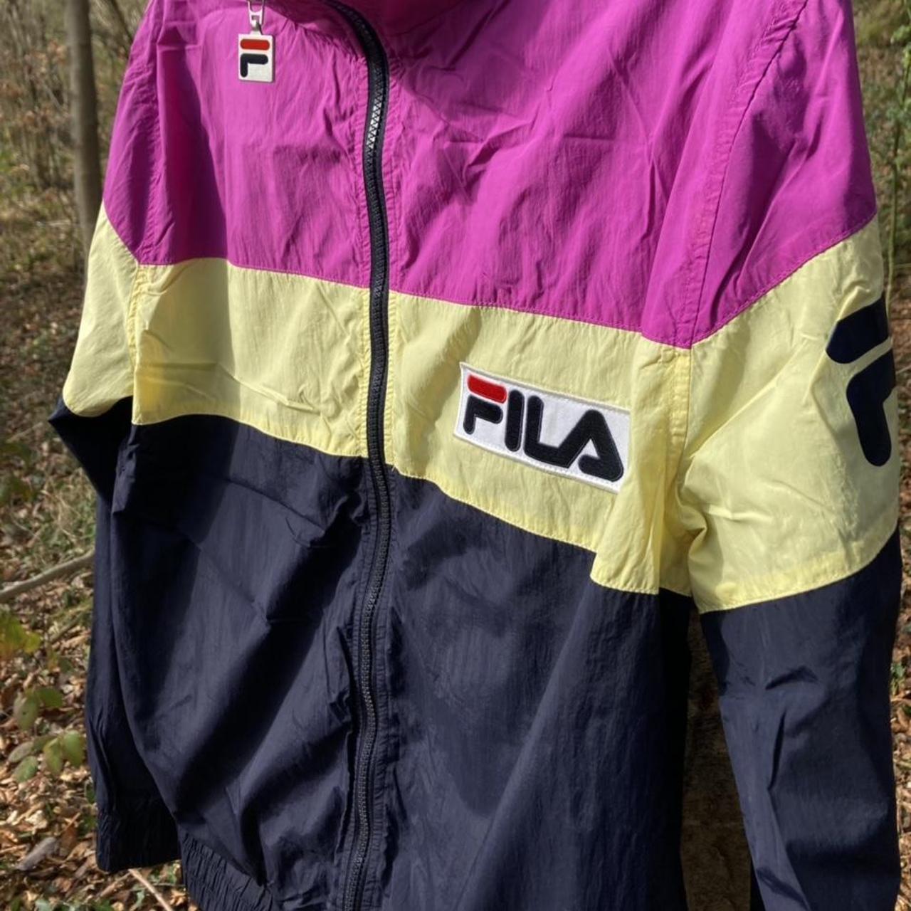 Fila Men's Yellow and Pink Jacket | Depop