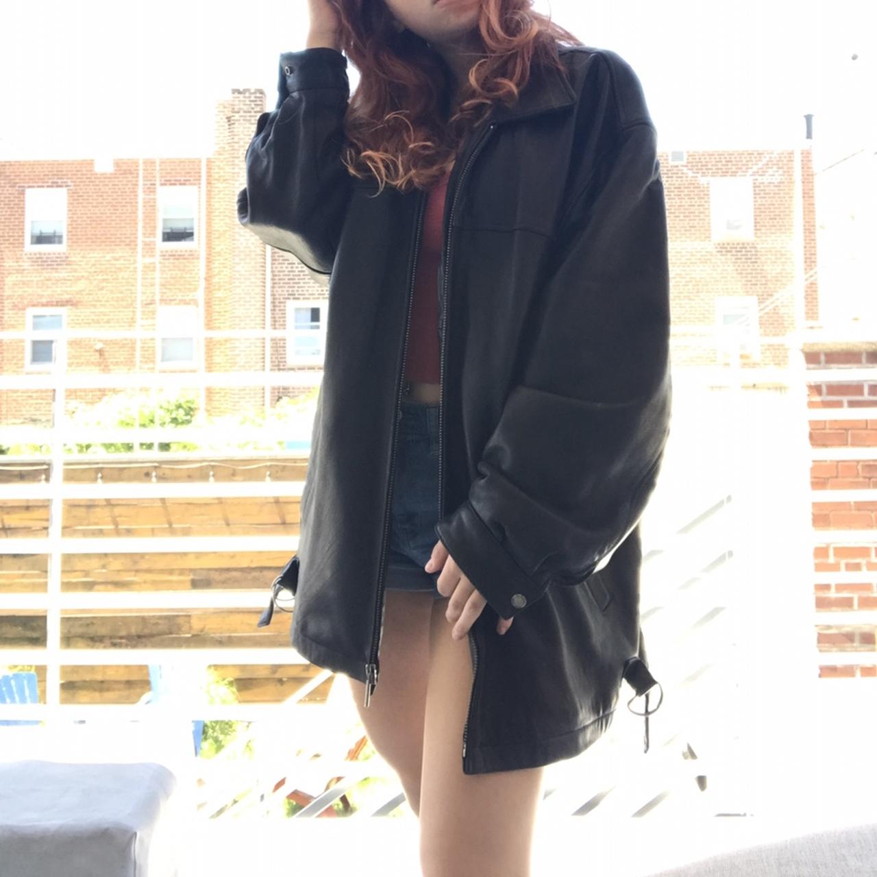 VINTAGE 100% REAL BLACK LEATHER SHELL LEATHER JACKET... - Depop