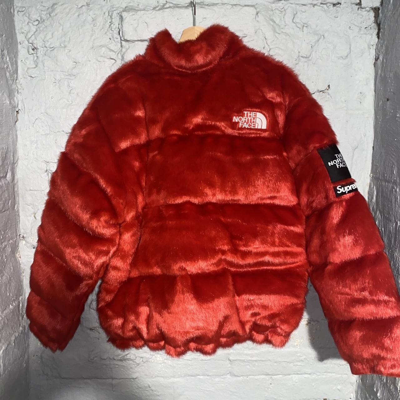 Supreme x TNF faux fur jacket Size - Large Message... - Depop