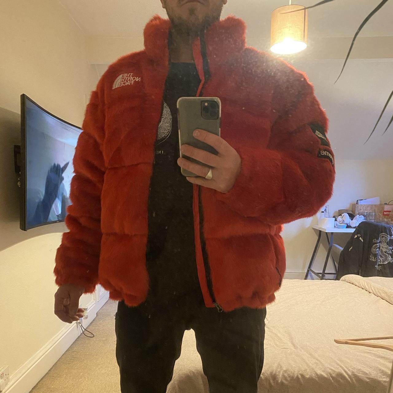 Supreme x TNF faux fur jacket Size - Large Message... - Depop