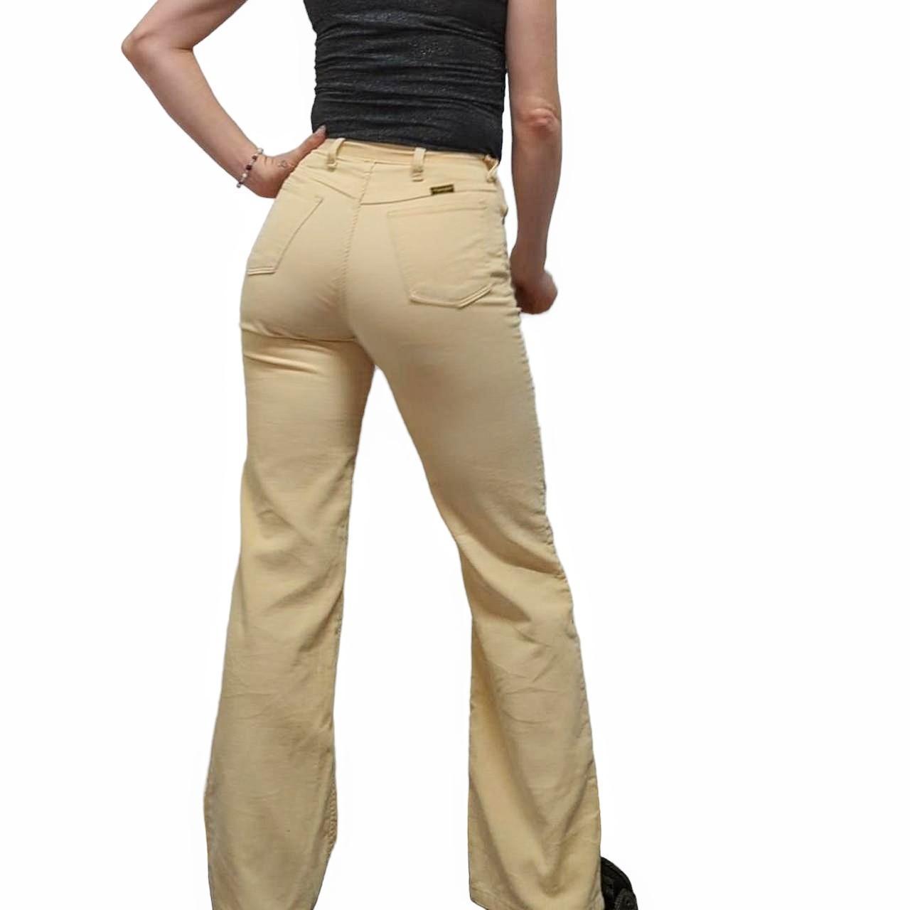 Wrangler Women's Cream and Yellow Trousers | Depop