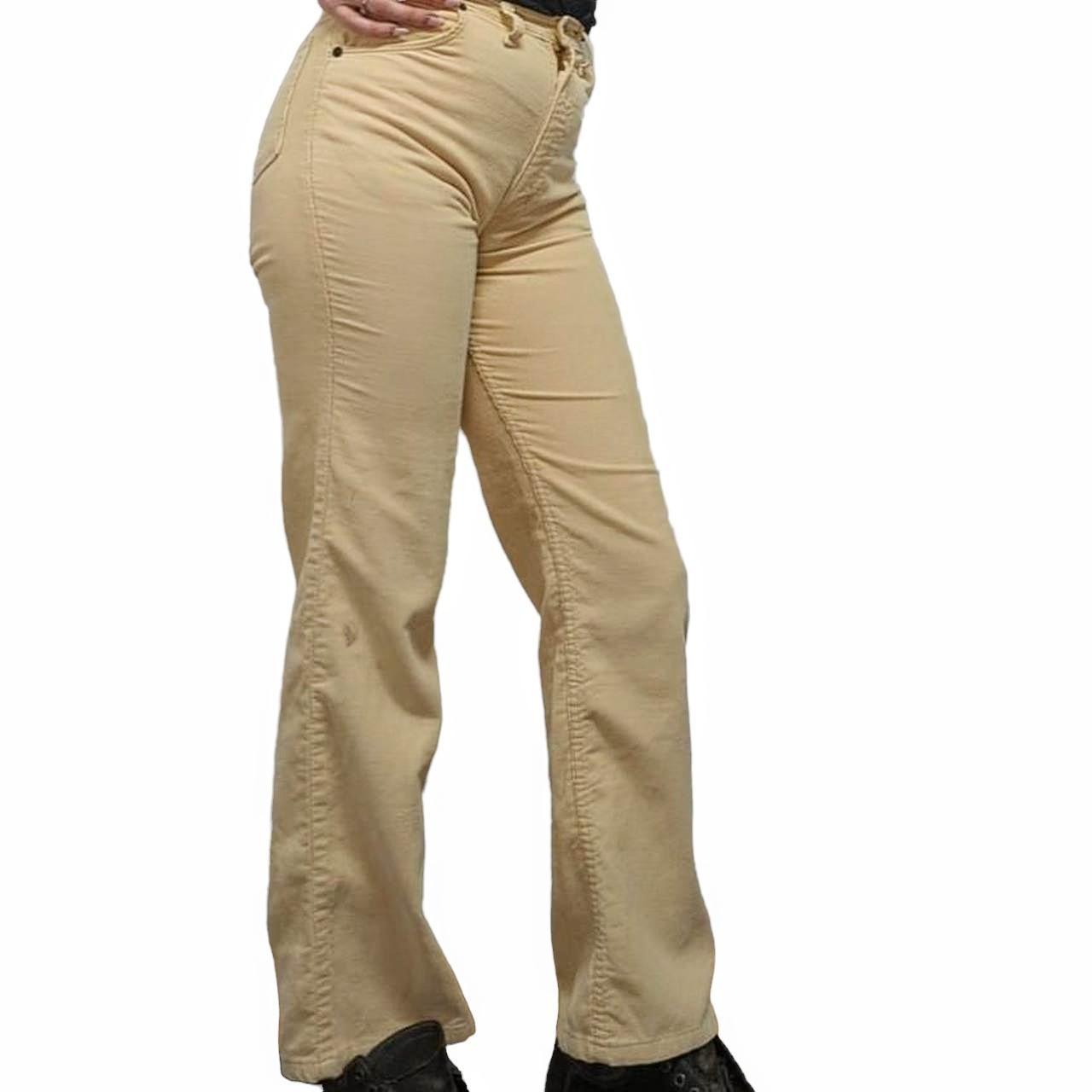 Wrangler Women's Cream and Yellow Trousers | Depop