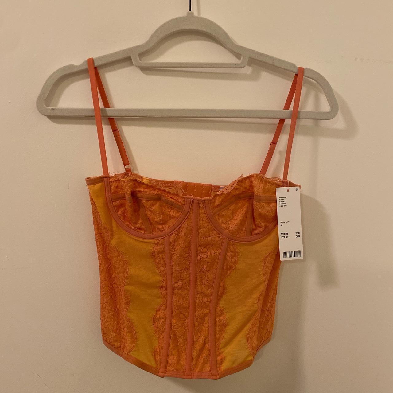 Nwt Urban Outfitters Modern Love Corset Orange And Pink Depop