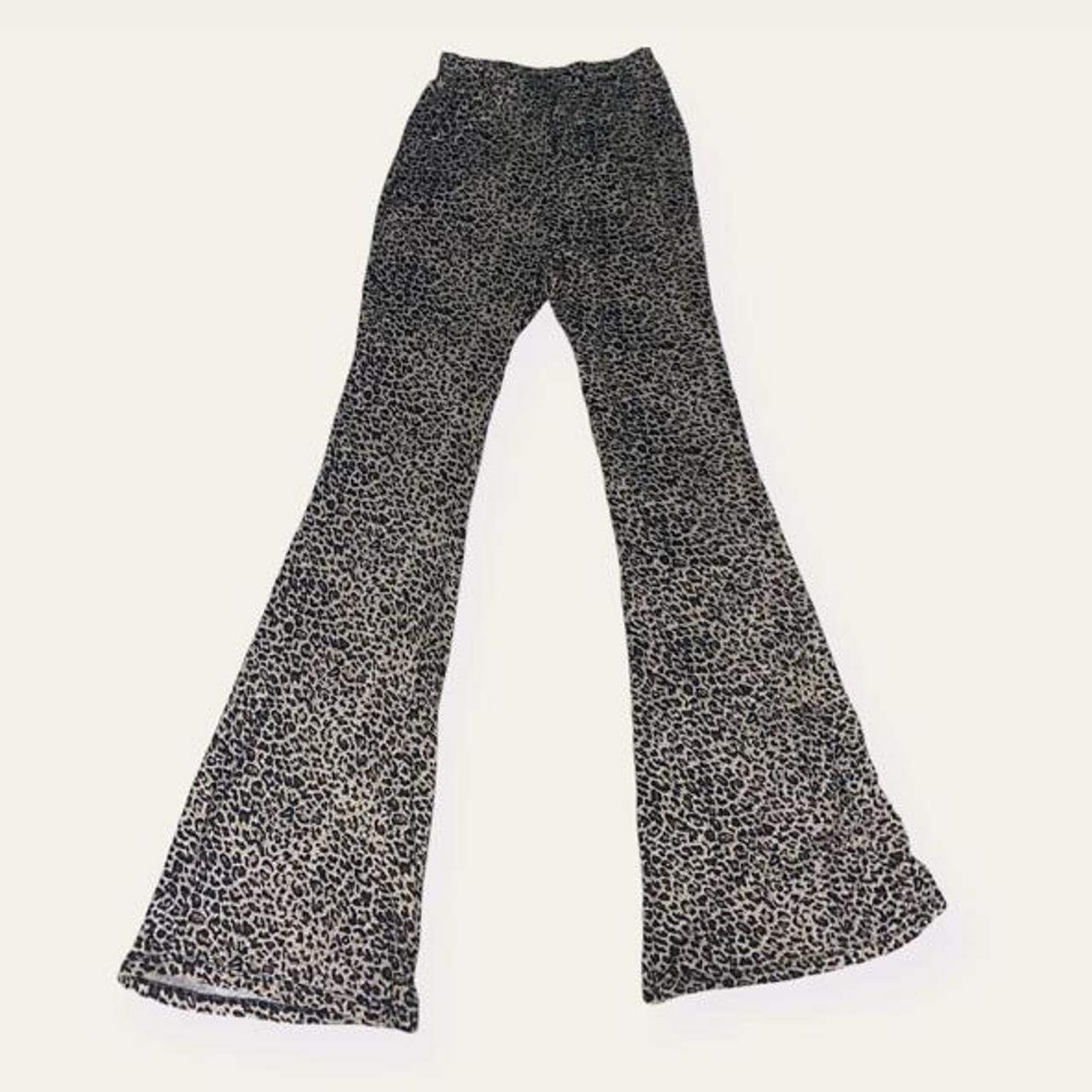 cheetah print patterned flare pants size xs SO CUTE... - Depop