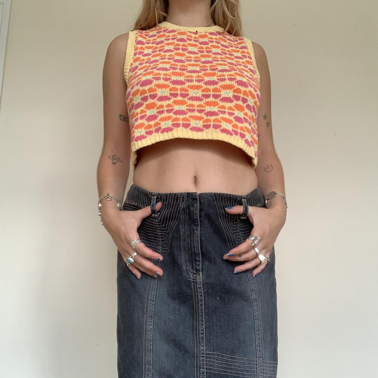 Multi coloured cropped knitted vest 🧚🏻‍♀️ FREE... - Depop