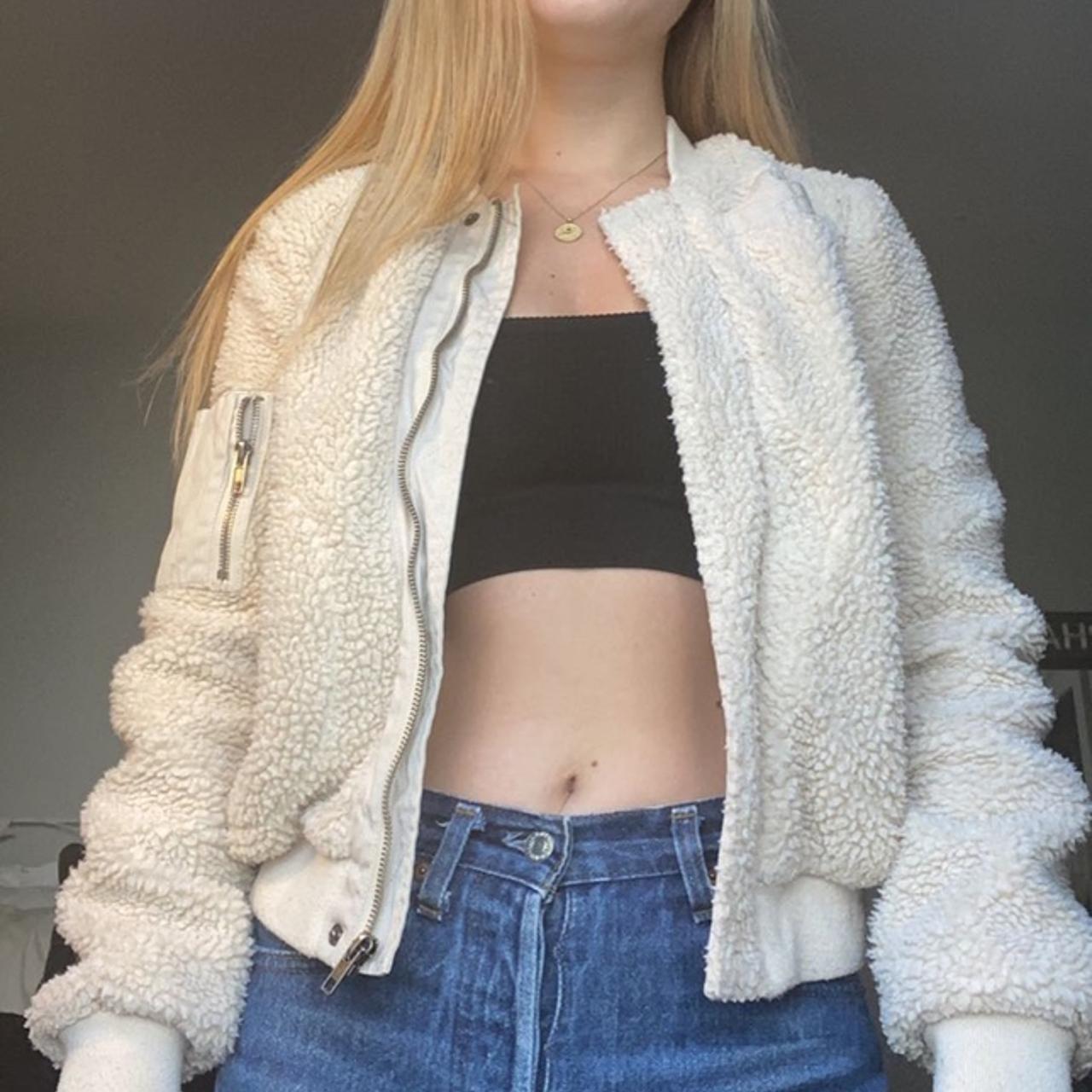 Urban Outfitters Sherpa Bomber Jacket Size... - Depop