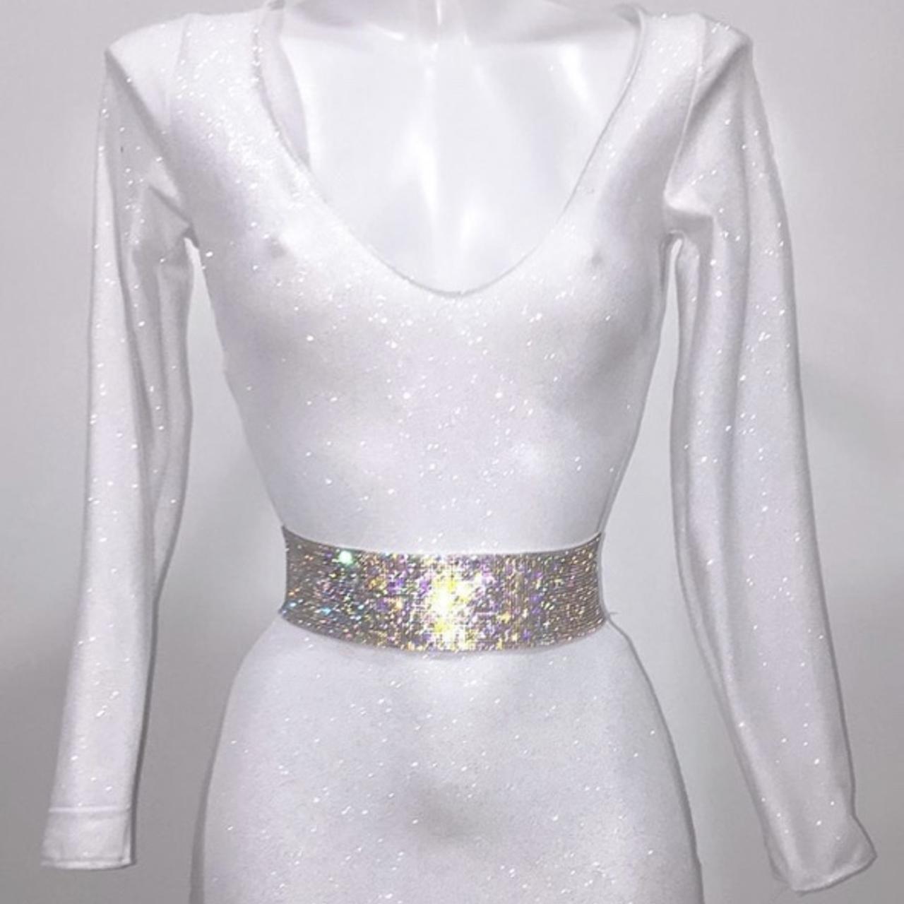 The Seraphina Collection WHITE LONG SLEEVE CRYSTAL... - Depop