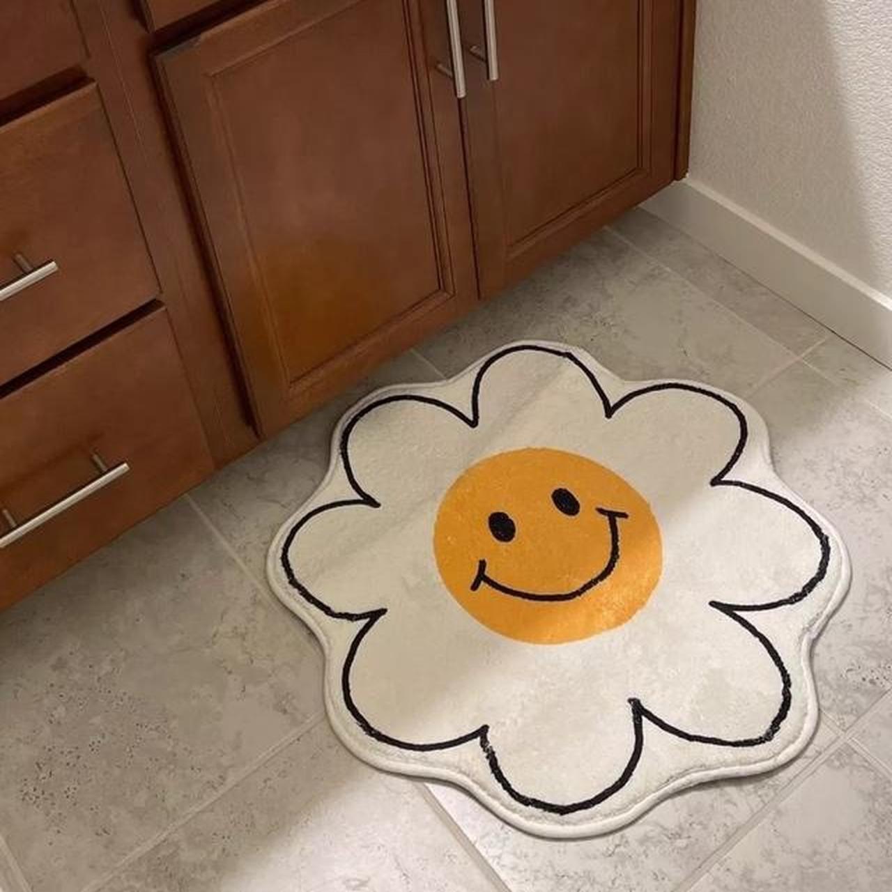 Flower Smiley Rug Carpet Blanket Floor Mat Rug Sofa... - Depop