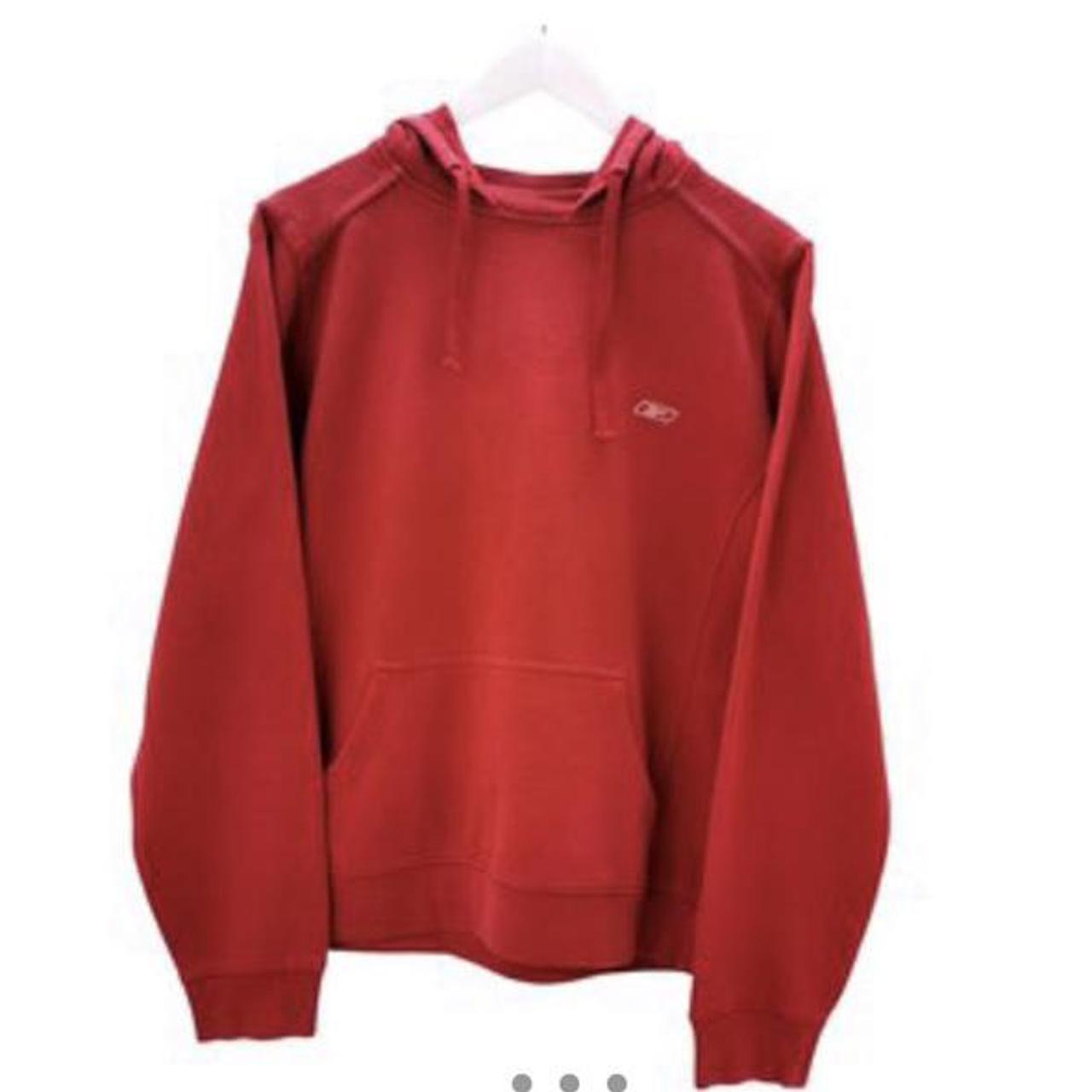 Red vintage Reebok hoodie. Embroidered logo on the... - Depop
