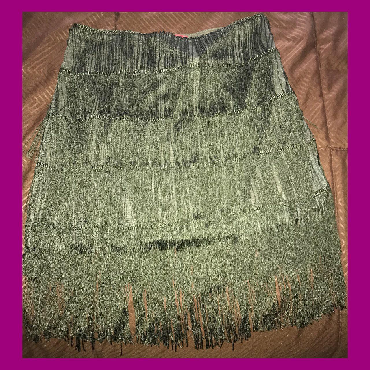 Akira olive green fringe skirt This skirt is also... - Depop