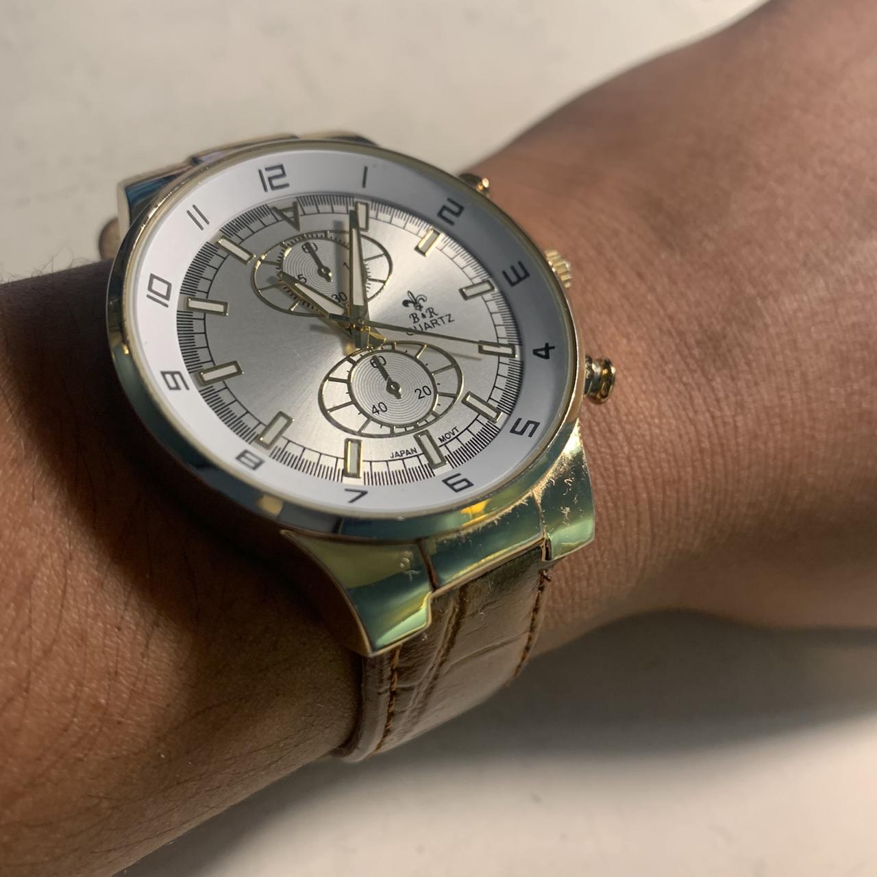 Gold and brown B&R Quartz watch Slightly... - Depop