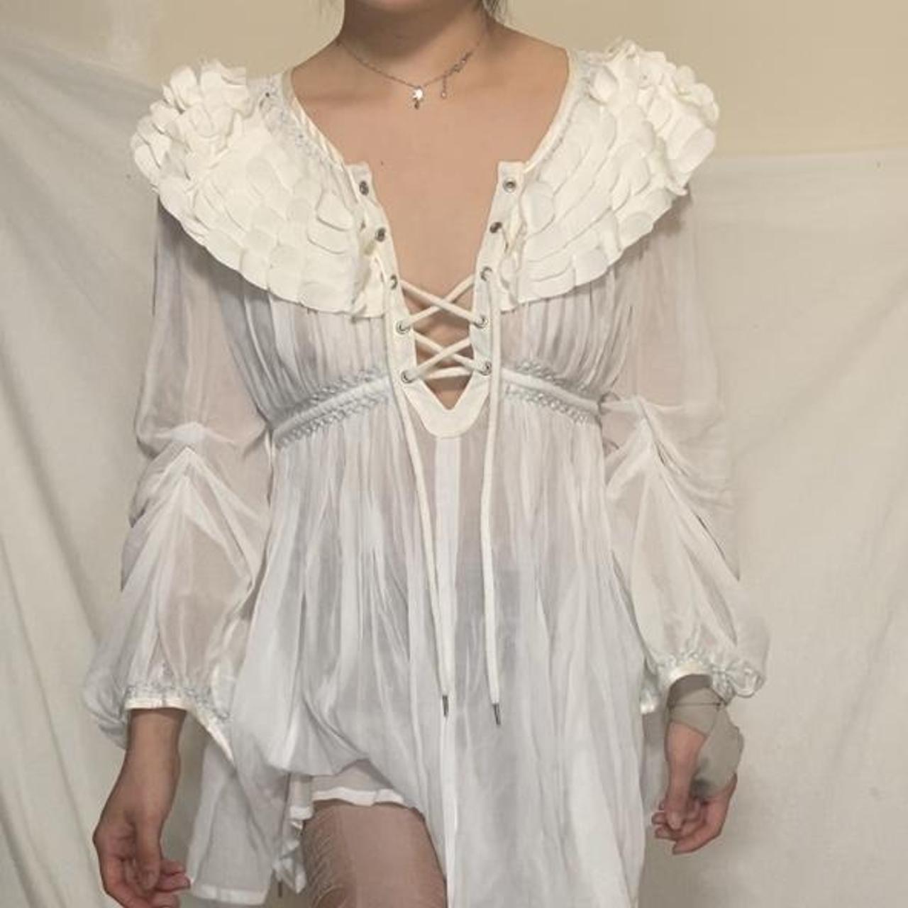 undercover lace-up angel tunic blouse - Depop
