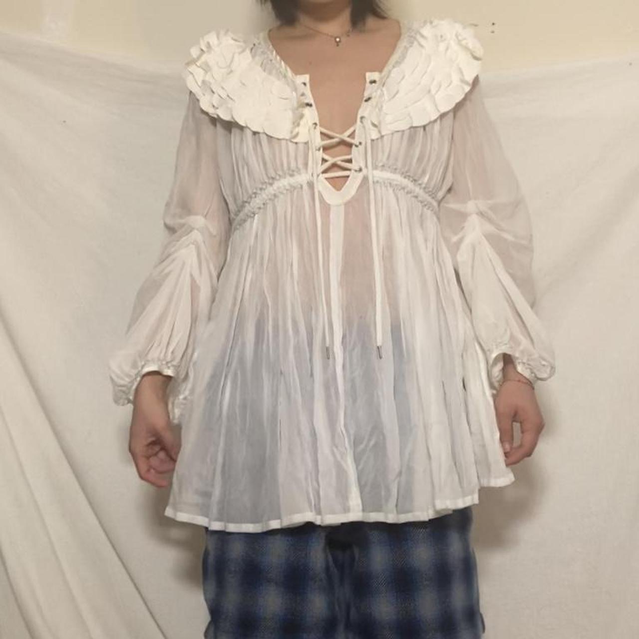 undercover lace-up angel tunic blouse - Depop
