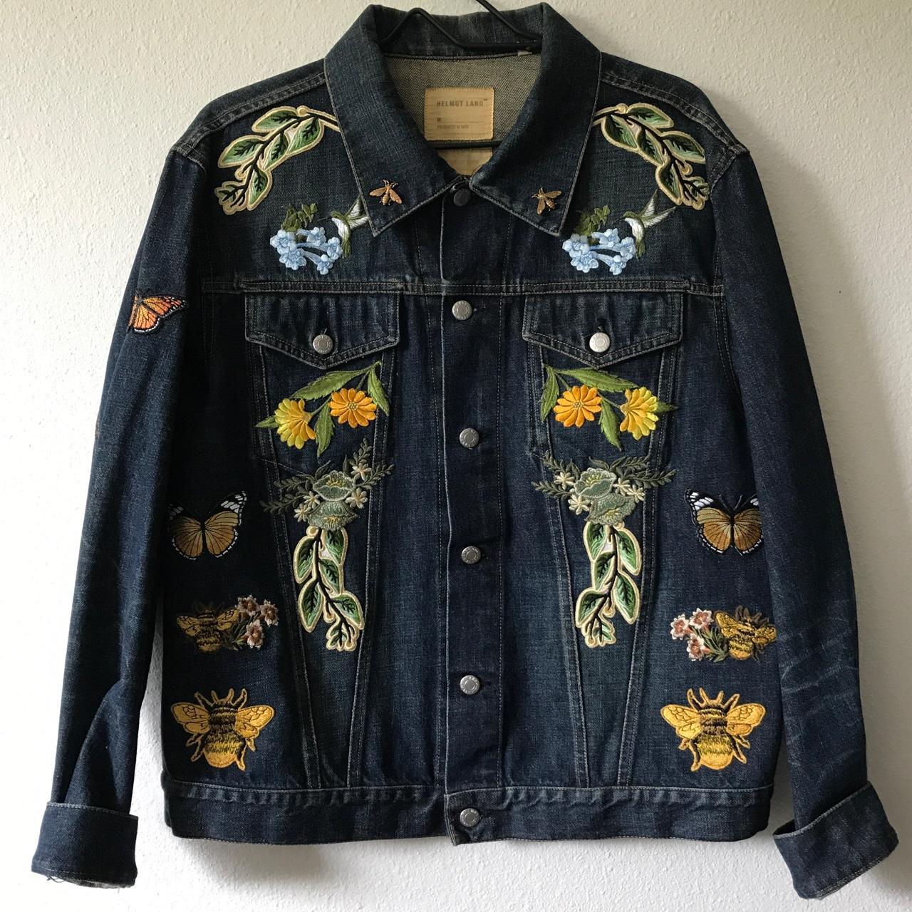 Vintage Classic Denim Jacket + Custom Embroidery... - Depop