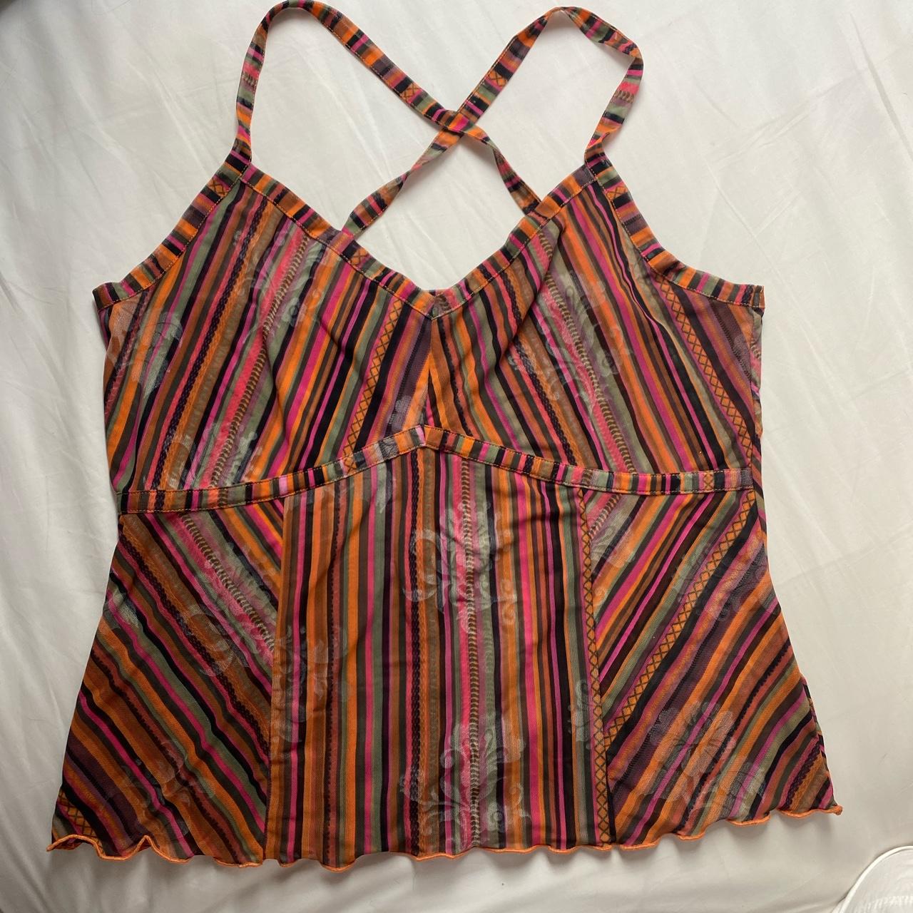Sheer mesh cami top! Cross back straps and amazing... - Depop