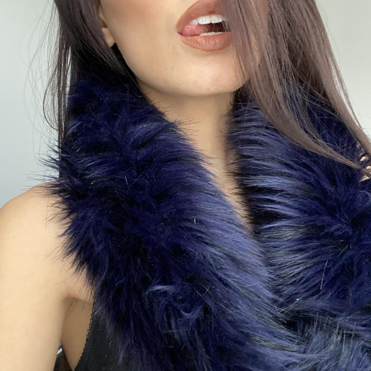 Blue faux fur scarf. Super pretty vivid dark blue... - Depop