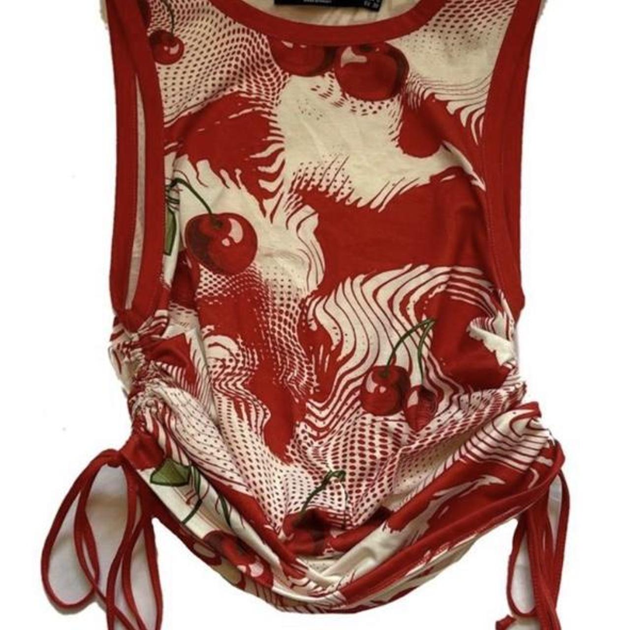 Jaded london ruched sides cherry tank top Jaded... - Depop