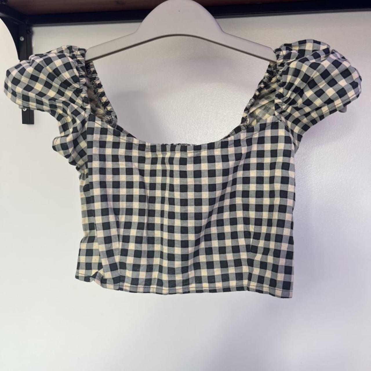 Summer crop top Motel rocks Worn once Navy and cream - Depop