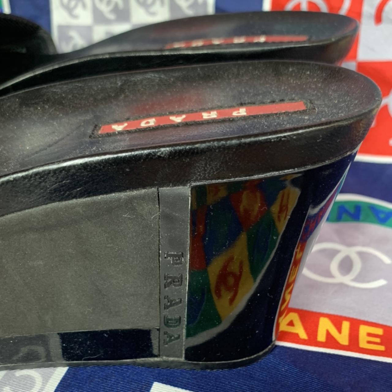 Amazing 90’s Prada black platform slides, size 6-7... - Depop