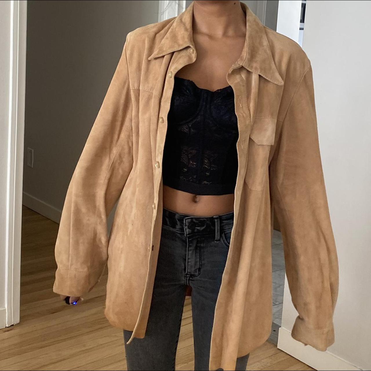 Tan suede button up from Iamkoko This is brand new... - Depop