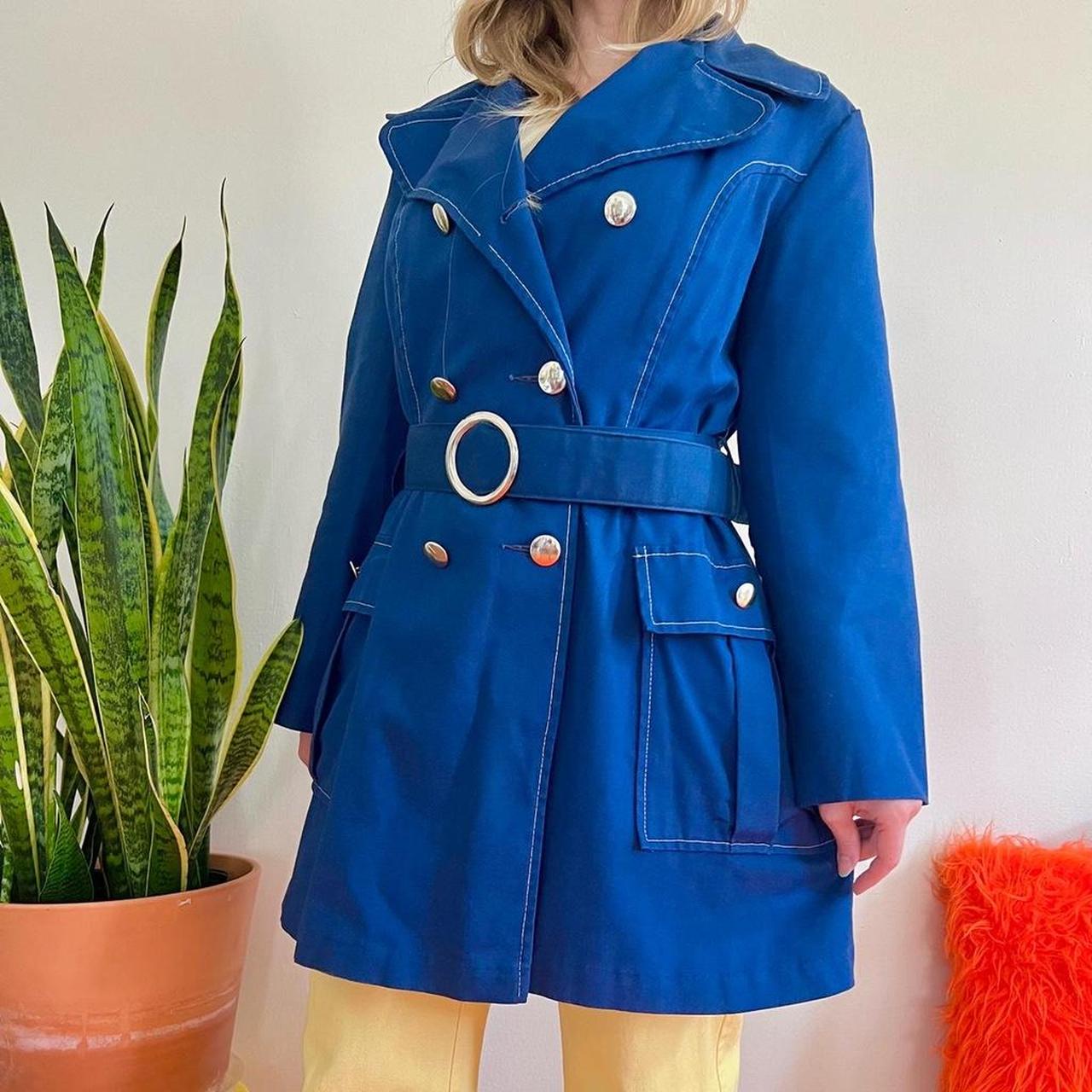 Mod 1970s navy blue canvas jacket with matching... - Depop