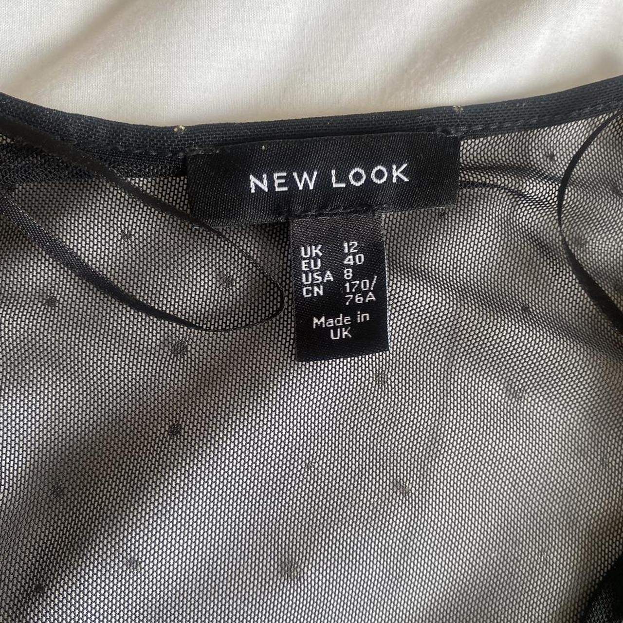 new look sheer black and gold glittery long sleeve... - Depop