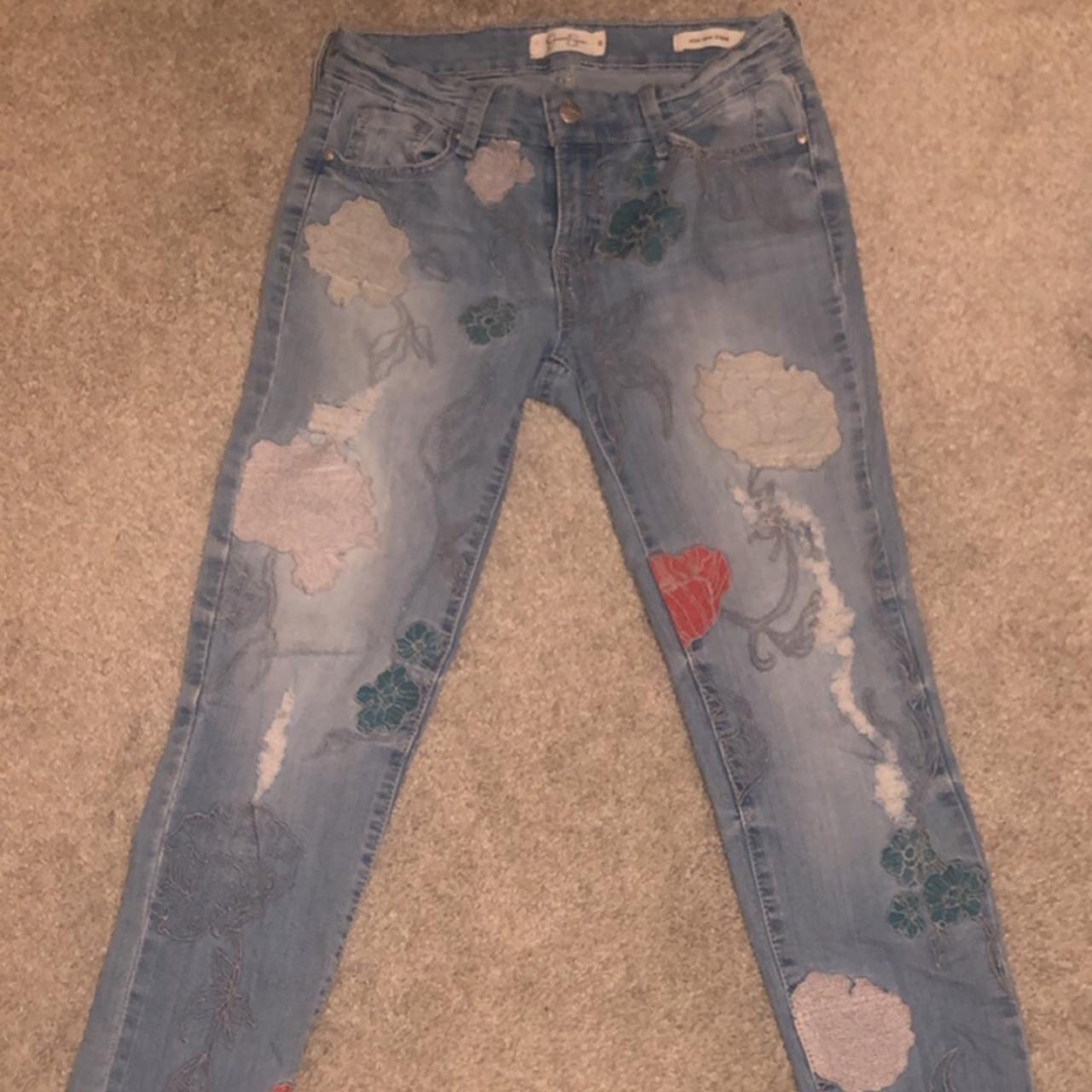 🌹🌹JESSICA SIMPSON EMBROIDERED DENIM JEANS🌹🌹 adorable... - Depop