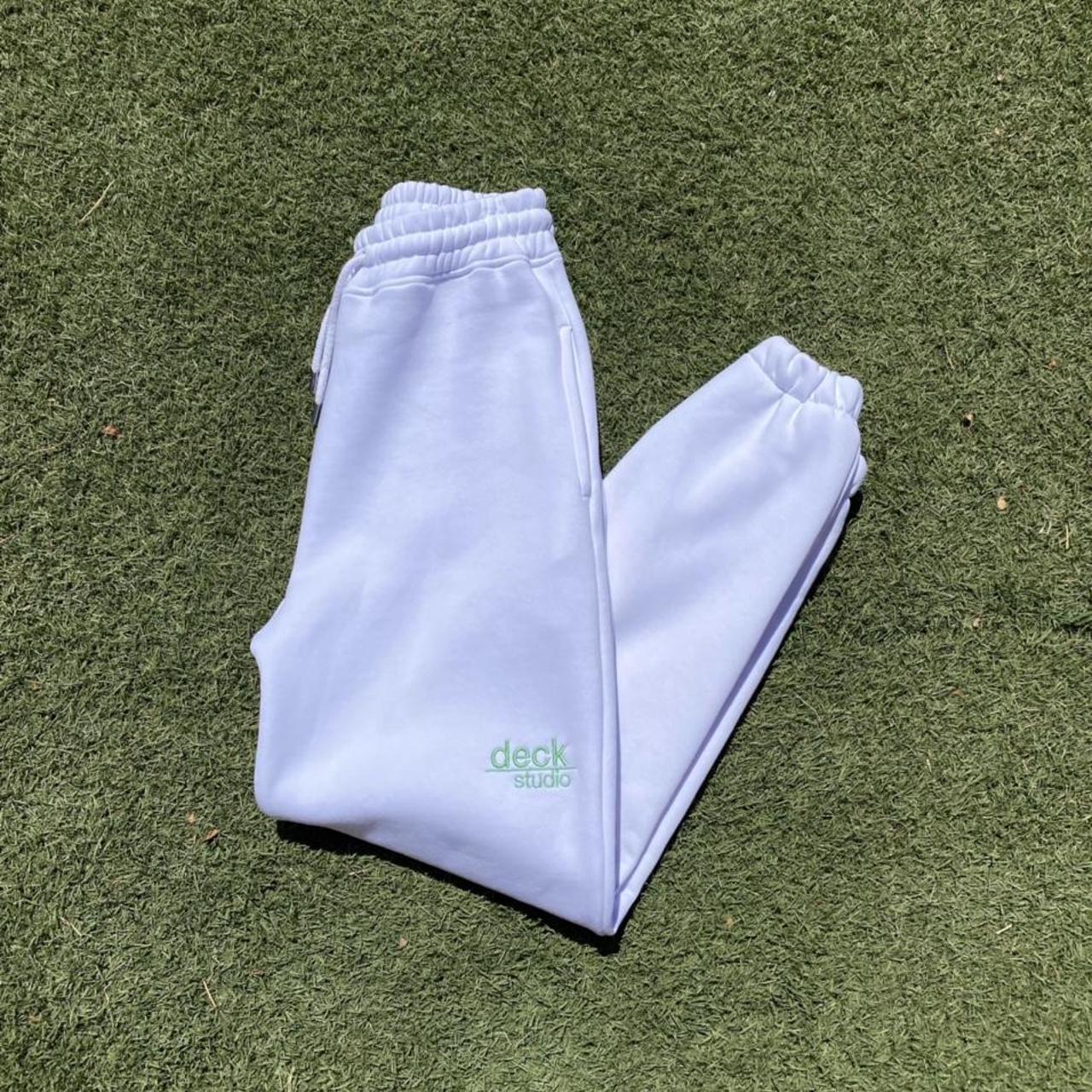 Deck Studio white thick joggers FREE SHIPPING Worn... - Depop